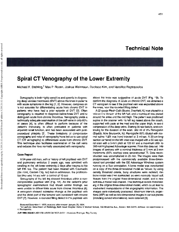 (PDF) Spiral CT venography of the lower extremity