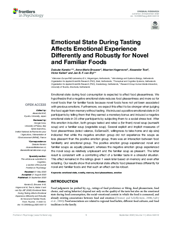 (PDF) Emotional State During Tasting Affects Emotional Experience ...
