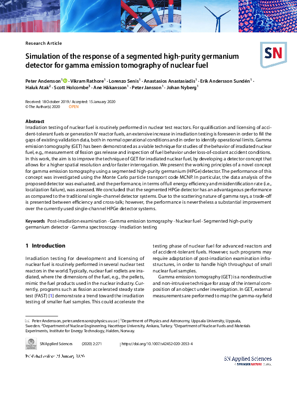 Pdf Simulation Of The Response Of A Segmented High Purity Germanium