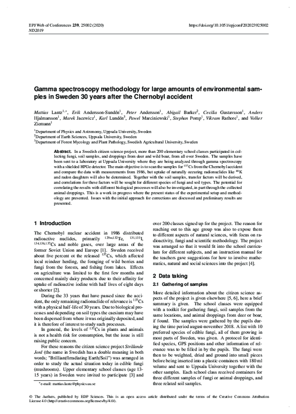 (PDF) Gamma spectroscopy methodology for large amounts of environmental ...