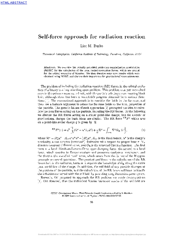 (PDF) Self-force approach for radiation reaction