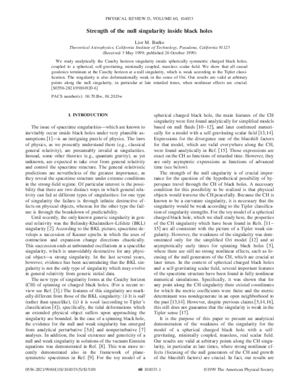 (PDF) Strength of the null singularity inside black holes
