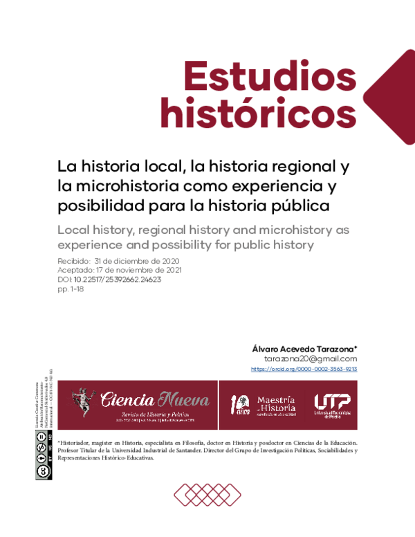 (PDF) La historia local, la historia regional y la microhistoria como ...