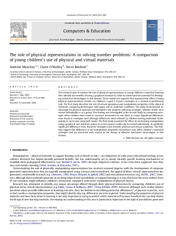 (PDF) The role of physical representations in solving number problems ...