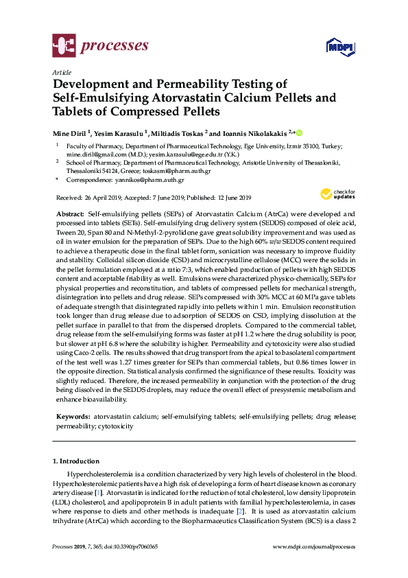 Pdf Development And Permeability Testing Of Self Emulsifying Atorvastatin Calcium Pellets And