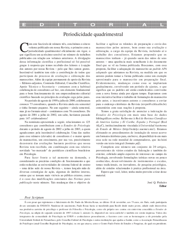 (PDF) Periodicidade quadrimestral | Jose Pinheiro - Academia.edu