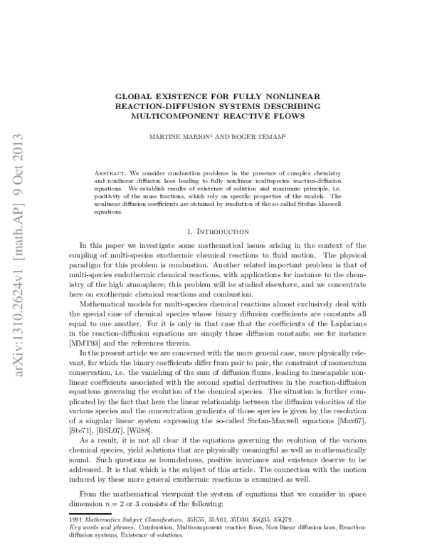 (PDF) Global existence for fully nonlinear reaction–diffusion systems describing multicomponent ...