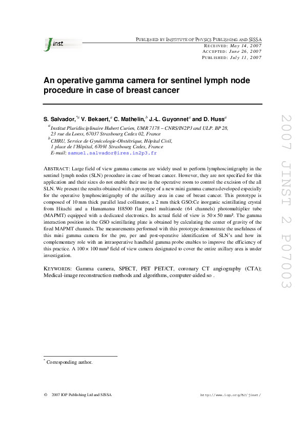 (PDF) An operative gamma camera for sentinel lymph node procedure in ...