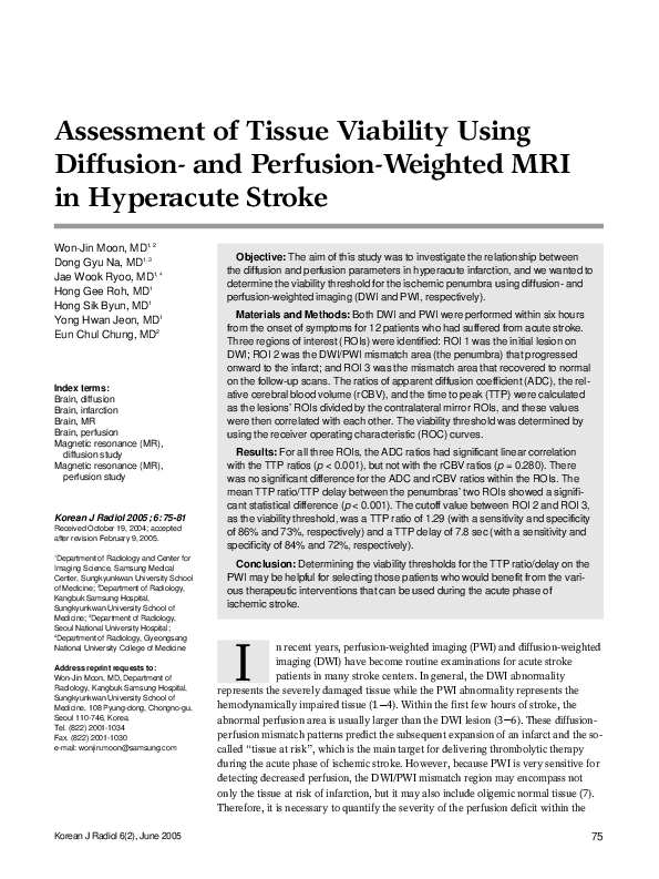 (PDF) Assessment of Tissue Viability Using Diffusion- and Perfusion ...