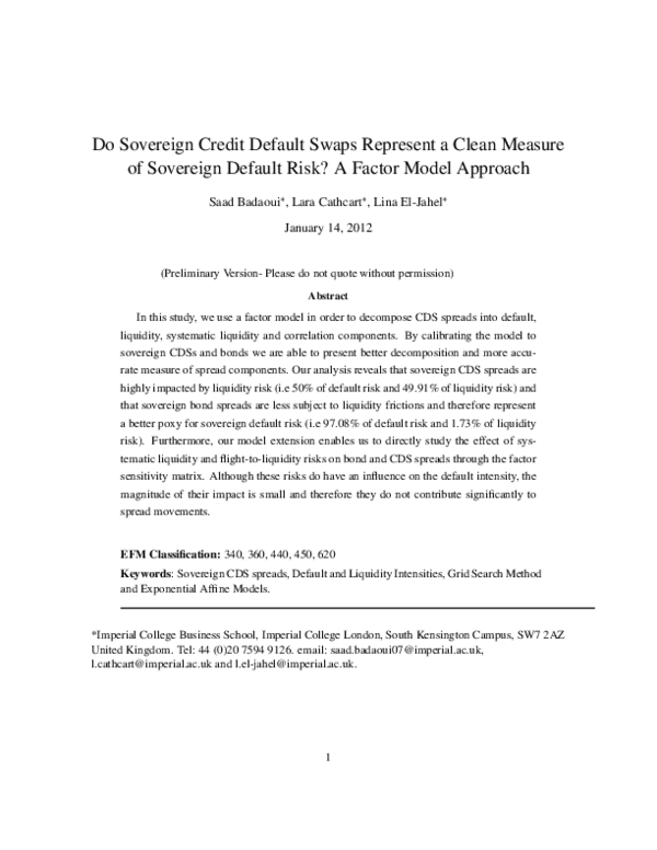 Do sovereign credit default swaps represent a clean measure of ...