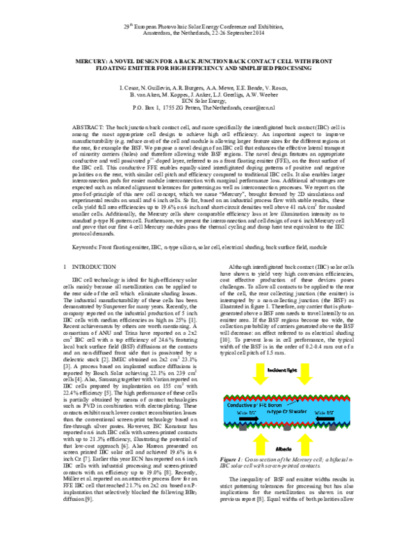 (PDF) Mercury: a novel design for a back junction back contact cell with front floating emitter ...