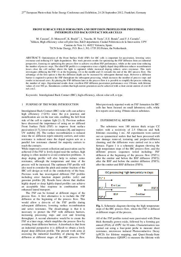 (PDF) Front Surface Field Formation and Diffusion Profiles for ...