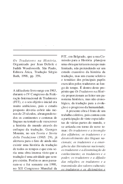 (PDF) Jean Delisle and Judith Woodsworth (orgs), Os Tradutores na História