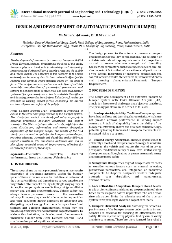(PDF) DESIGN ANDDEVELOPMENT OF AUTOMATIC PNEUMATIC BUMPER