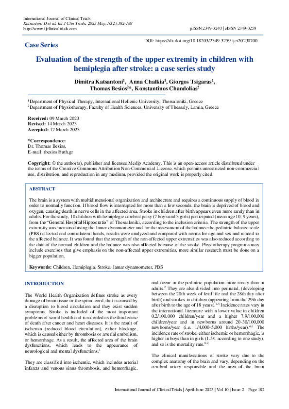 (PDF) Evaluation of the strength of the upper extremity in children ...