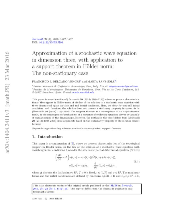 (PDF) Approximation of a stochastic wave equation in dimension three ...