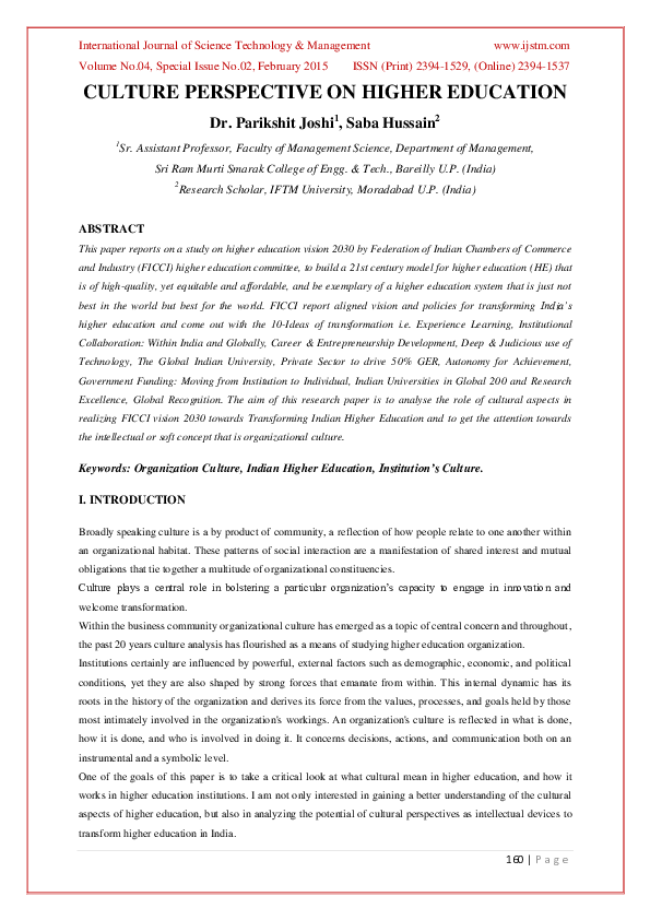 (PDF) CULTURE PERSPECTIVE ON HIGHER EDUCATION