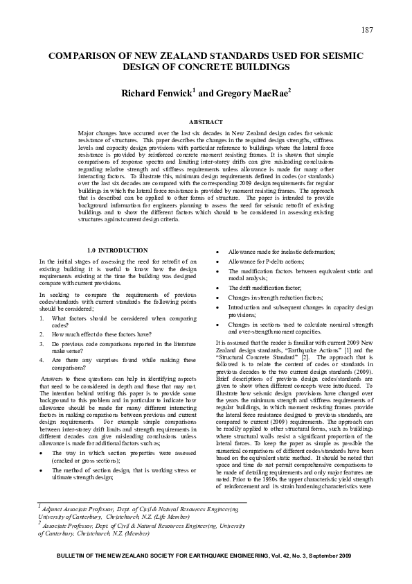 (PDF) Comparison of New Zealand standards used for seismic design of ...