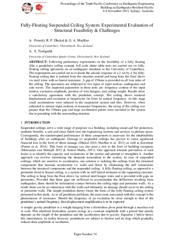 (PDF) Fully Floating Suspended Ceiling System: Experimental Evaluation of Structural Feasibility ...