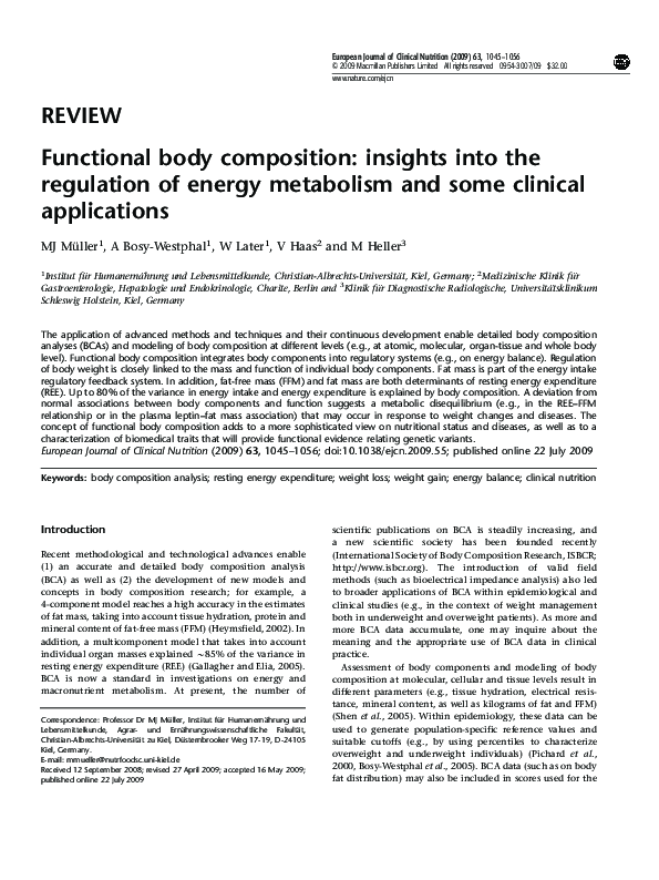 (PDF) Functional body composition: insights into the regulation of energy metabolism and some ...