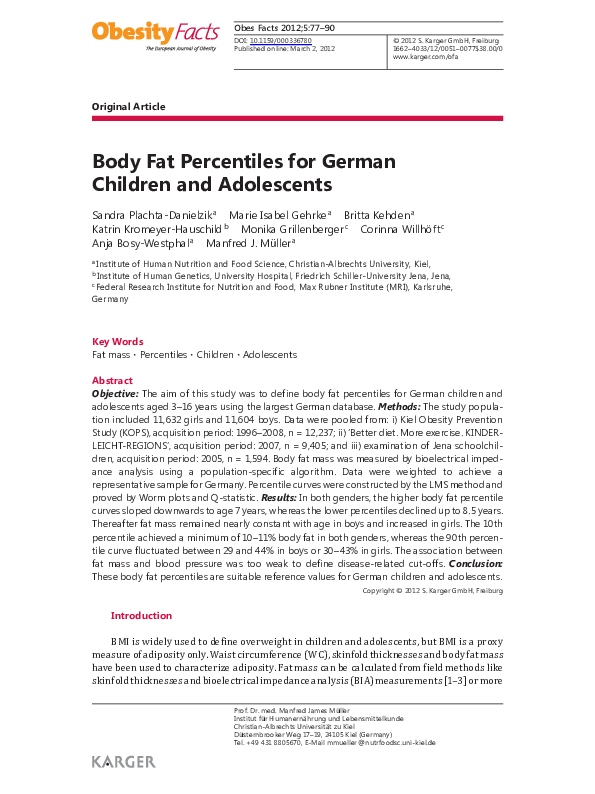 (PDF) Body Fat Percentiles for German Children and Adolescents