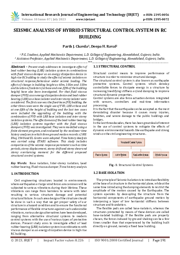 (PDF) SEISMIC ANALYSIS OF HYBRID STRUCTURAL CONTROL SYSTEM IN RC BUILDING