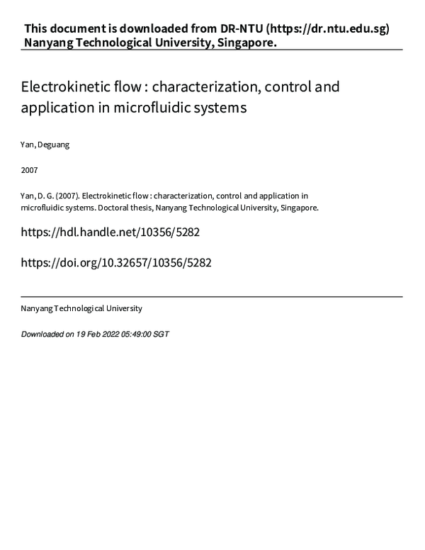 (PDF) Electrokinetic flow : characterization, control and application in microfluidic systems ...