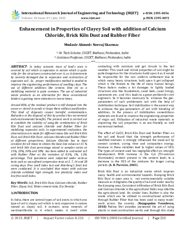 (PDF) Enhancement in Properties of Clayey Soil with addition of Calcium ...