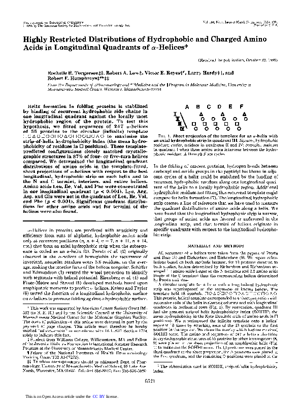 (PDF) Amino Acid Distribution in Alpha-Helix Quadrants
