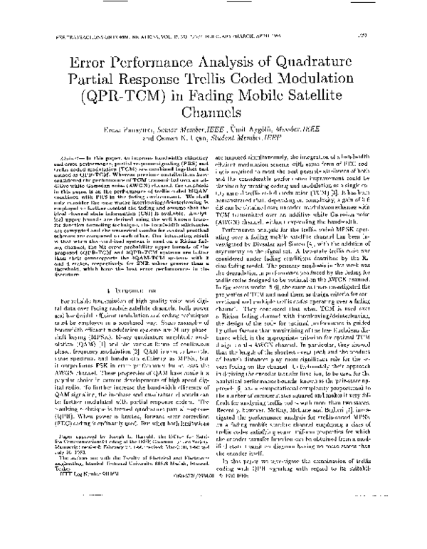 Pdf Error Performance Analysis Of Quadrature Partial Response Trellis Coded Modulation Qpr