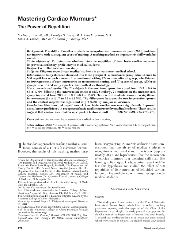 (PDF) Mastering Cardiac Murmurs