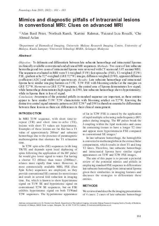 (PDF) Mimics and diagnostic pitfalls of intracranial lesions in ...