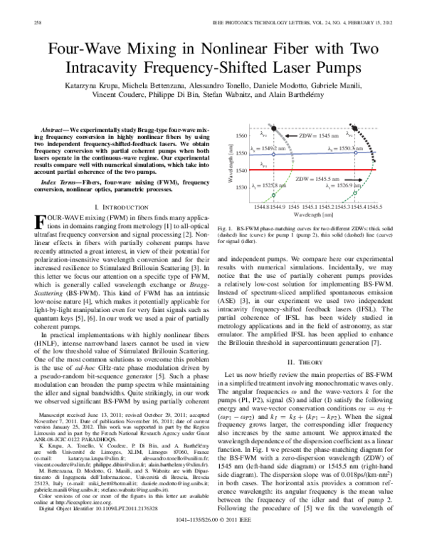 (PDF) Four-Wave Mixing in Nonlinear Fiber With Two Intracavity ...