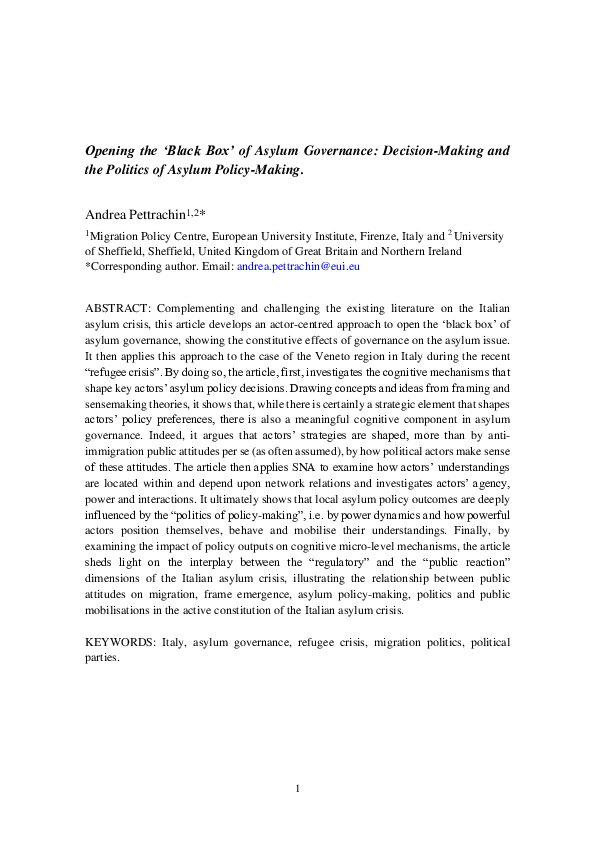 (PDF) Opening the ‘Black Box’ of asylum governance: decision-making and ...