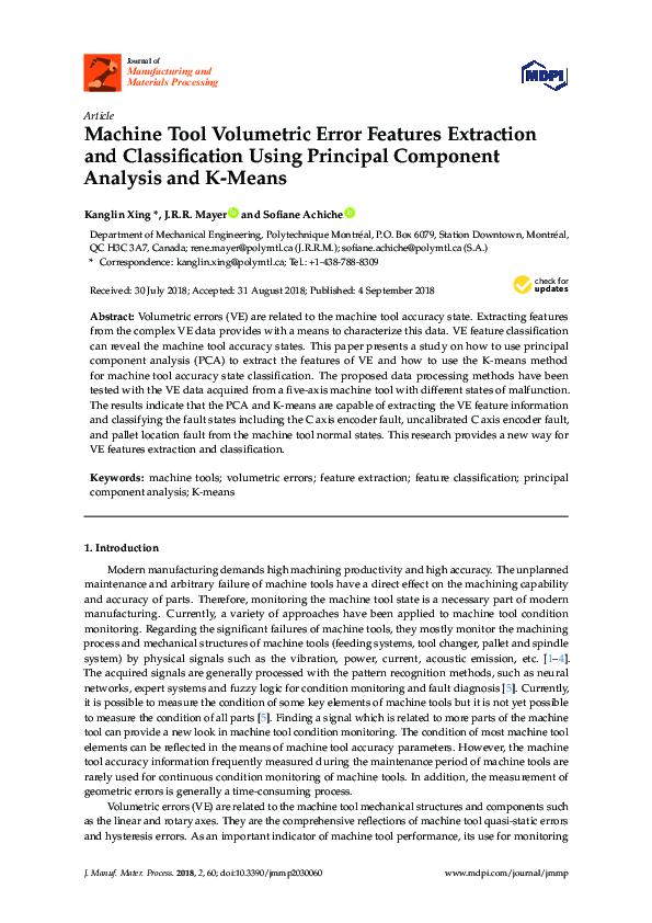 (PDF) Machine Tool Volumetric Error Features Extraction and ...