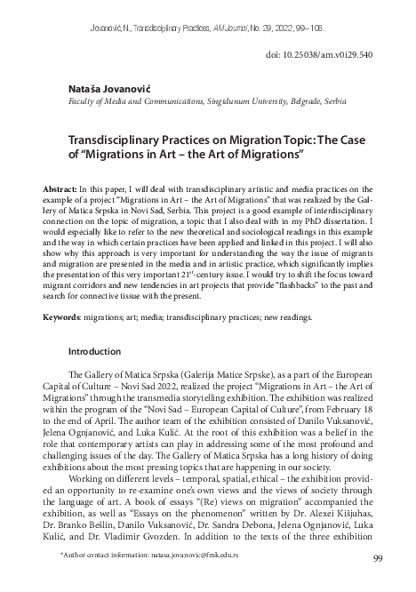 (PDF) Transdisciplinary Practices on Migration Topic: The Case of ...