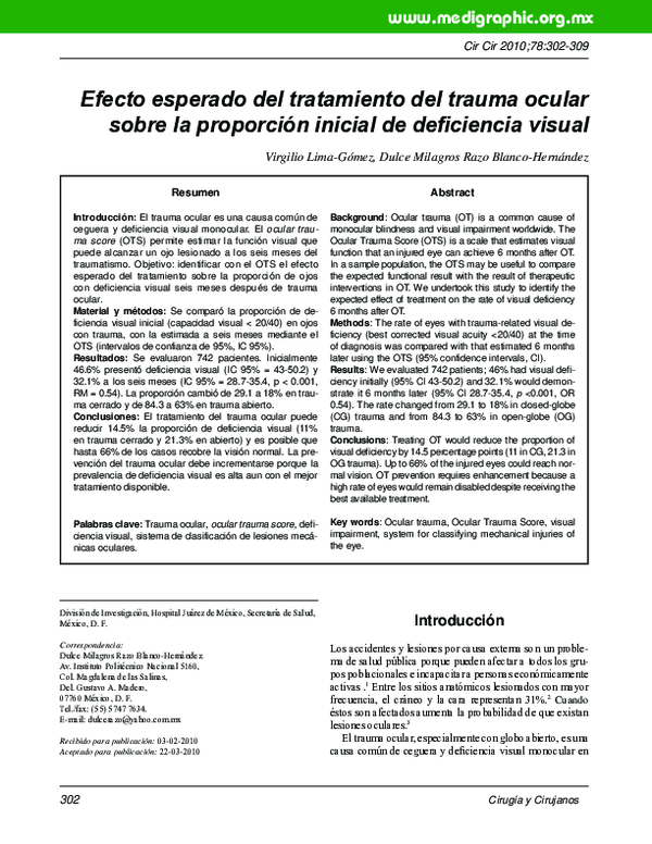 (PDF) [Expected effect of treatment on the rate of visual deficiency ...