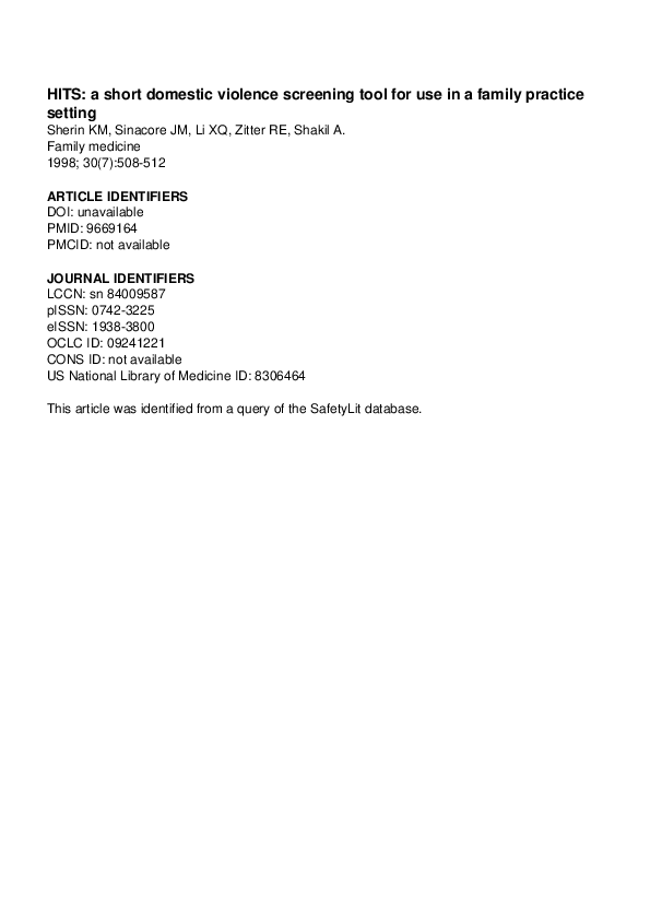 (PDF) HITS: a short domestic violence screening tool for use in a ...