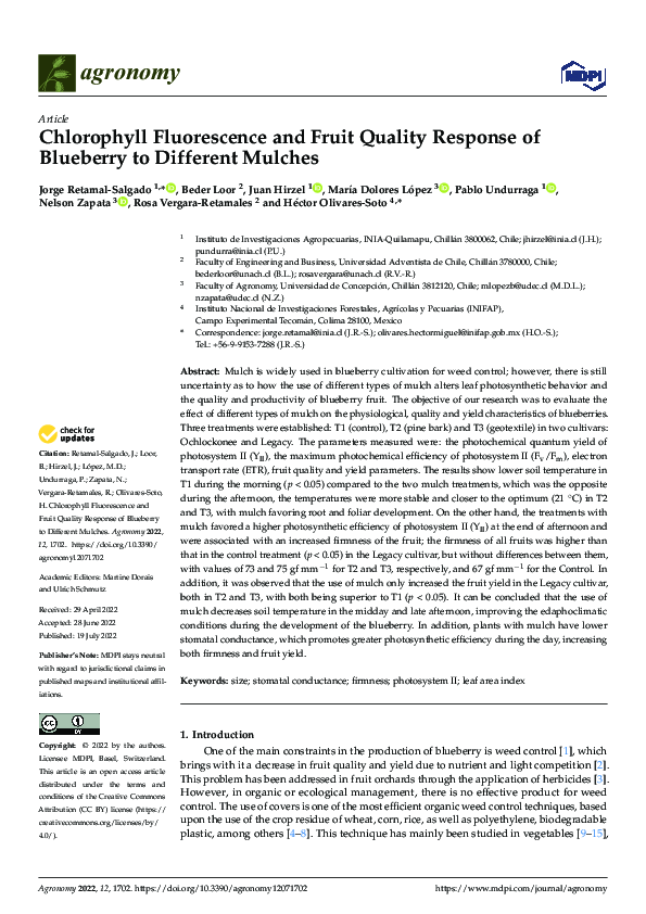 (PDF) Chlorophyll Fluorescence and Fruit Quality Response of Blueberry ...