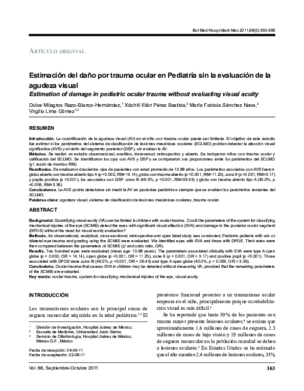 (PDF) Estimación del daño por trauma ocular en Pediatría sin la ...