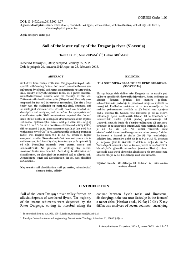 (PDF) Soil of the lower valley of the Dragonja river (Slovenia)