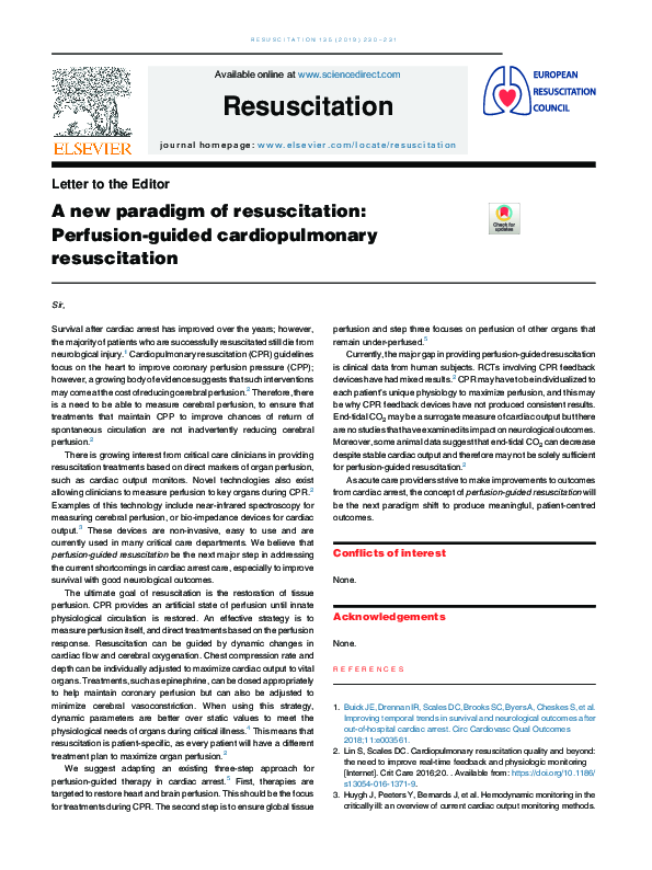 (PDF) A new paradigm of resuscitation: Perfusion-guided cardiopulmonary ...