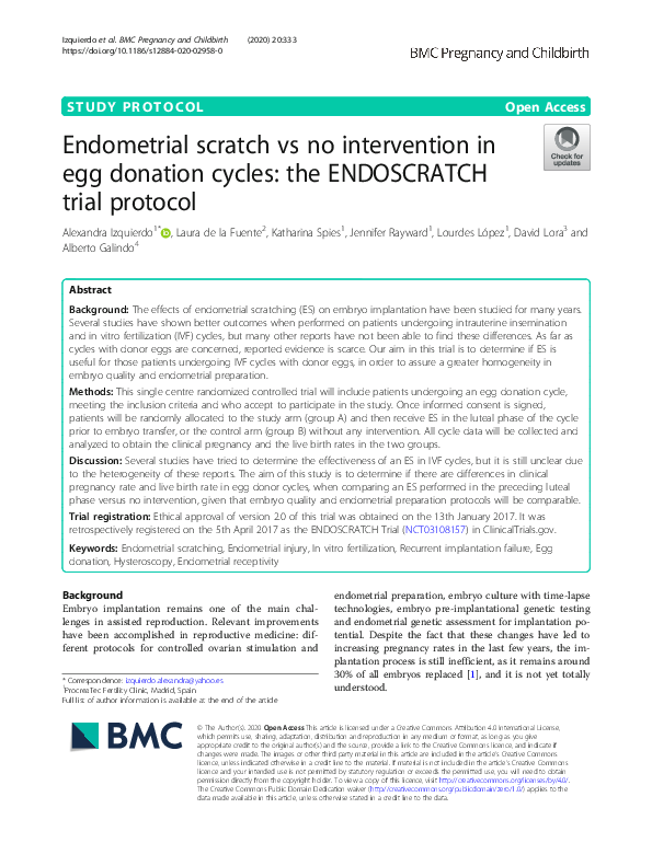 (PDF) Endometrial scratch vs no intervention in egg donation cycles: the ENDOSCRATCH trial ...
