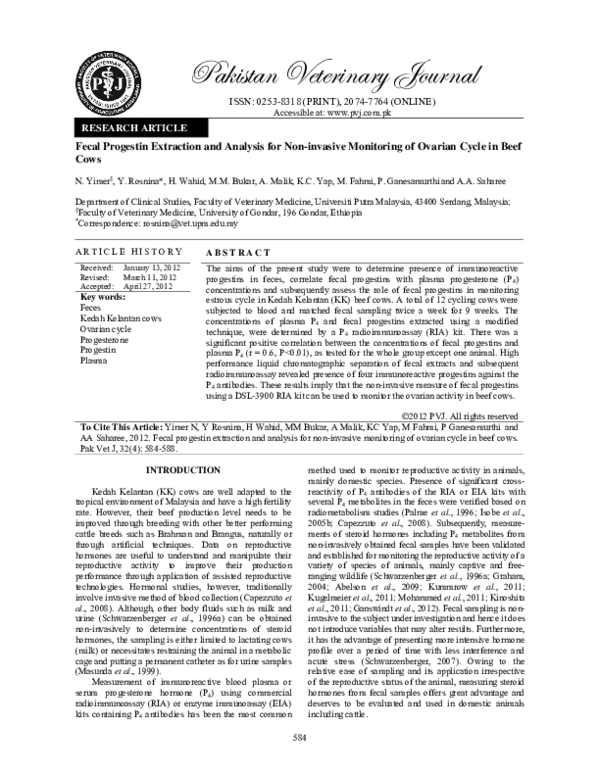 (PDF) Fecal Progestin Extraction and Analysis for Non-invasive ...