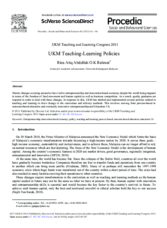 (PDF) UKM Teaching-Learning Policies