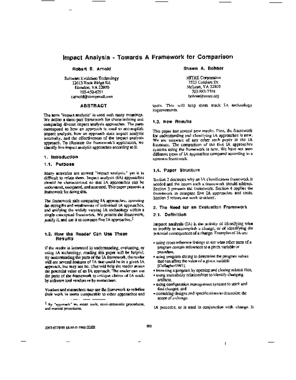 (PDF) Impact analysis-Towards a framework for comparison