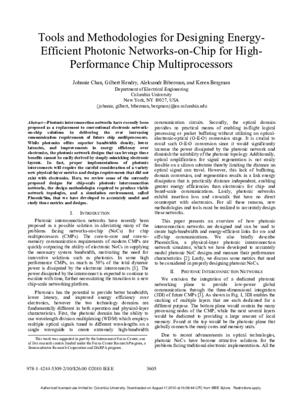 Pdf Tools And Methodologies For Designing Energy Efficient Photonic Networks On Chip For