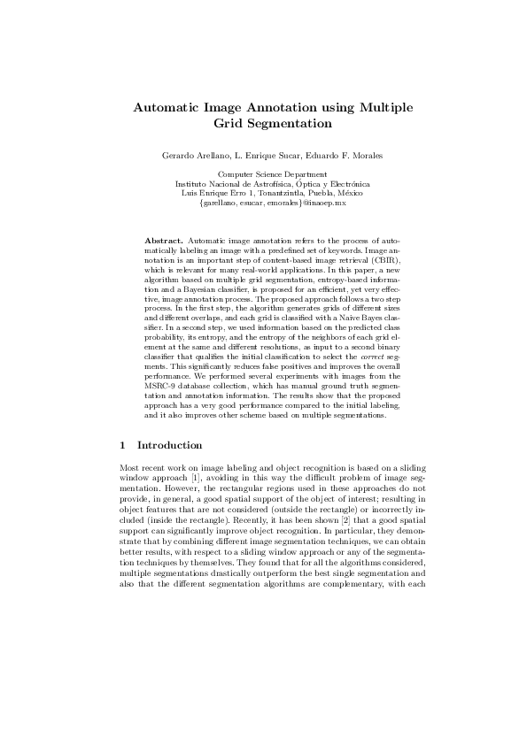 (PDF) Automatic Image Annotation Using Multiple Grid Segmentation