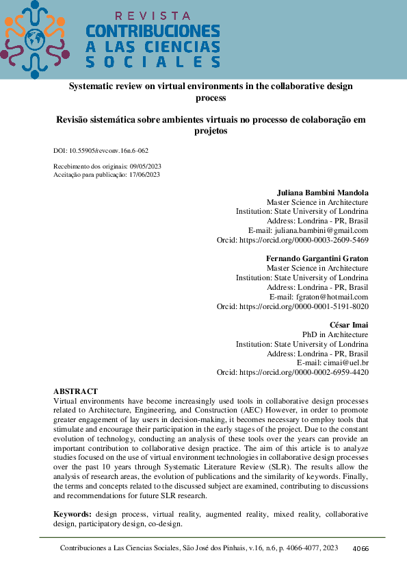 (PDF) Systematic review on virtual environments in the collaborative design process