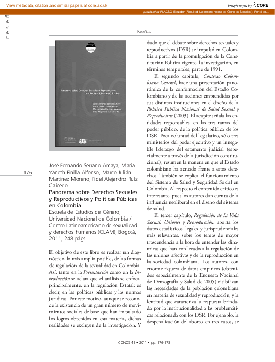 (PDF) Panorama sobre Derechos Sexuales y Reproductivos y Políticas ...